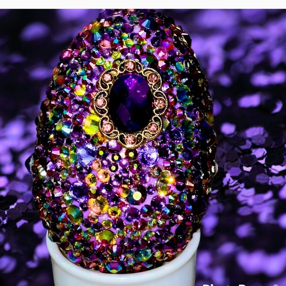 Hand Crafted | Holiday | Crystalrhinestone Set 2 Purple Passion Luxury Easter Eggs Custom Eggs ...